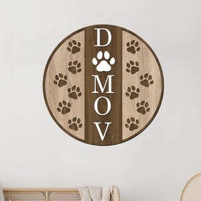 dřevo života Dřevěná cedulka DOMOV Zvolte barvu dekoru: Dub Sonoma-Ořech-Bílá, Zvolte rozměr Ø (cm): 60