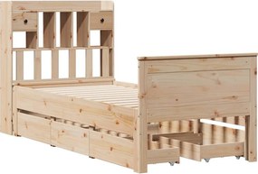 Postel s knihovnou bez matrace 90 x 200 cm masivní borovice 3308930