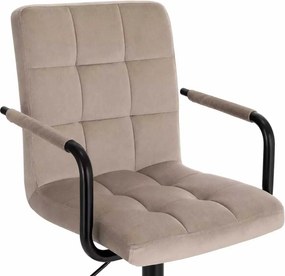 LuxuryForm DESIGN Barová židle VERONA BLACK VELUR na černé hranaté podstavě - latte
