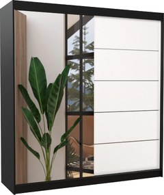 ADRK Furniture Skříň s posuvnými dveřmi a zrcadlem OLIVER 200 ADRK-SW-OLI-BW-200