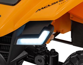 Ramiz Elektrická čtyřkolka McLaren Racing MCL 35 pro děti oranžová + dálkové ovládání + plynulý start + EVA kola + audio LED