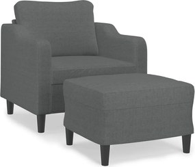 Křeslo s podnožkou tmavě šedé 60 cm textil 3201128