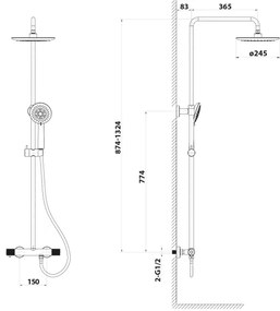 Sapho - Sprchová sada s baterií SOLARIS lesklý chrom