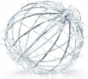 Easy fix 3D LED svítící koule, skládací, pr. 60 cm, ledově bílá, bílý kabel, IP67, hliník
