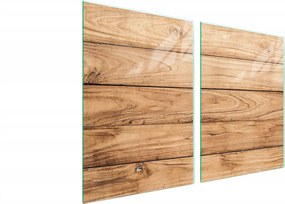 Skleněná Ochranná Deska Do Kuchyně 2x45x52 Dřevo Tvrzené Sklo