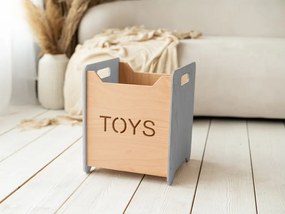 Woodisio Box na hračky TONI Barva: Šedá - transparentní lak, Variant: Mini