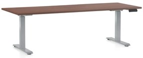 Výškově nastavitelný stůl OfficeTech D, 200 x 80 cm, šedá podnož, ořech