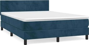 Box spring postel s matrací tmavě modrá 140x190 cm samet 3141183
