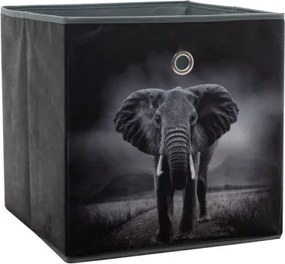 Úložný box Alfa, motiv slon v divočině