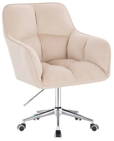 LuxuryForm DESIGN Otočné křeslo AMALFI VELUR na stříbrné podstavě s kolečky - krémová