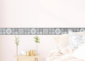 Samolepící bordura na zeď Šedá Patchworková Mozaika | 5 m x 13.8 cm | DWB8459