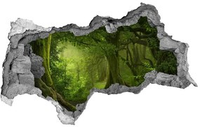 Wallmuralia Díra 3D ve zdi nálepka Tropická džungle 95x73 cm