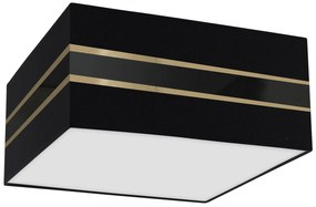 Stropní svítidlo Ultimo Square, 1x černé/zlaté textilní stínítko, (bílé plexisklo), (40 cm)