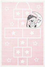 Chemex Dětský koberec skákací panák s medvídkem a měsícem růžový, různé rozměry Rozměr: 80x150cm