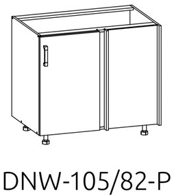 DNW-105/82-P-L rohová dolní skříňka kuchyně Edan Barva korpusu skříněk: Šedá grenola, Zvolte barvu dvířek: Dub reveal (DARV)