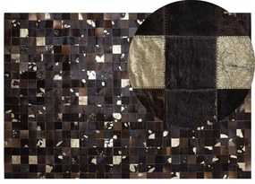 Hnědozlatý patchwork kožený koberec 200x300 cm BANDIRMA Beliani