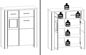 Úložná komoda/botník Materio, dub/bílá