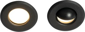 Sada 5 moderních zapuštěných bodových svítidel černá vč. LED IP67 - Linsey