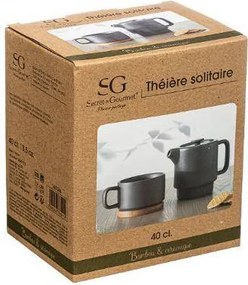 Konvice čajová s šálkem NATURAL, 400 ml, barva šedá