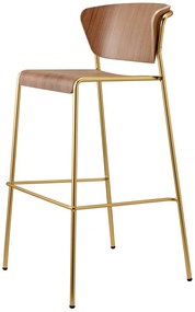 SCAB - Barová židle LISA WOOD vysoká - ořech/mosaz