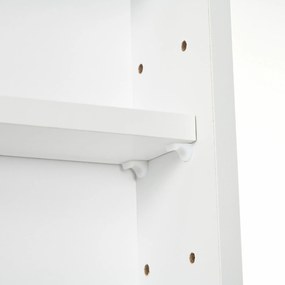 HOMCOM Nástěnná vitrína s nastavitelnými policemi a 2 posuvnými skleněnými dveřmi na kolekce parfémů a dekorativních figurín 80x9,5x60 cm Bílá