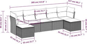 7dílná zahradní sedací souprava s poduškami černá polyratan 3218026
