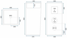 Rea Holly, volně stojící umyvadlo 40,5x40x85 cm, bílá, REA-U8005