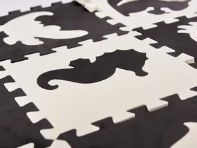 KIK Pěnové puzzle kontrastní černo-krémové / 30 x 30 cm / 25 dílků / E