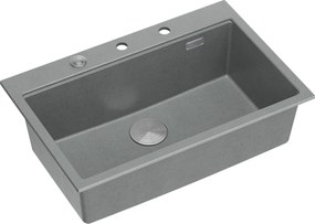 Šedý kuchyňský granitový dřez QUADRON Marc 110 s příslušenstvím bez baterie