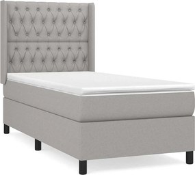 Box spring postel s matrací světle šedý 100 x 200 cm textil 3131649