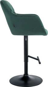 Barová židle Natoma samet černá konstrukce – zelená