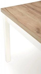 Jídelní rozkládací stůl TIAGO — 90x90x77 (+35), dekor řemeslný dub / bílá