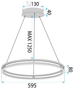 Toolight Závěsné LED osvětlení Modern D25 LHJ015-CP 60 CM zlaté