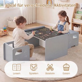 Costway Dětský stůl s 2 židličkami sada stolů a židlí s deskovým hracím stolkem