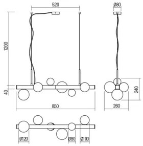 Redo 01-2375 - Lustr na lanku GOJI 6xG9/28W/230V černá