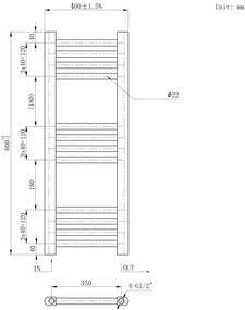 Erga Basic, topné těleso 800x400 mm, 273 W, bílá, ERG-LAV-BASIC-8040-WH