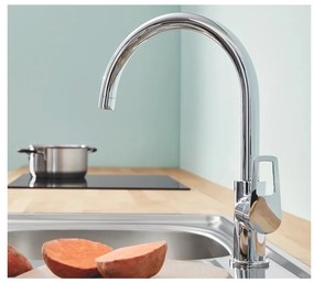 VIMA Dřezový set Grohe 3/A- Granitový dřez, 1,5 sektoru, 96x48cm, Písková + Dřezová baterie Grohe Bau Loop