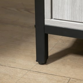 HOMCOM Moderní dřevěný kredenc se 2 skříňkami a policemi, světle šedý kuchyňský a vstupní kabinet, 100x34x87,2cm