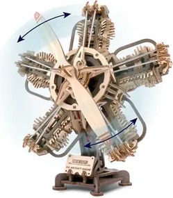 UGEARS 3D dřevěné mechanické puzzle Letecký motor R-5 / 470 dílků