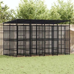 Venkovní psí kotec se střechou ocel 7,37 m² 3097949