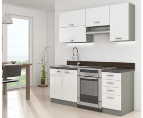 Kuchyně Brunea 2 180 cm (šedá + lesk bílý). 1018238
