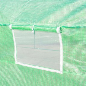 Outsunny skleník na rajčata se sedlovou střechou 600x300x200cm skleník ze zelené fólie pro zahradnictví a péči o rostliny