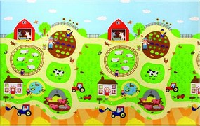 Dwinguler, Oboustranný protiskluzový koberec Farma – na ven i na doma, 140x210, vícebarevná, dětský pokoj