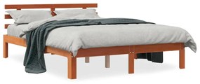 Rám postele s čelem voskově hnědý 120 x 200 cm masivní borovice - Default Title
