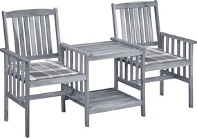 vidaXL Zahradní židle s čajovým stolkem a poduškami masivní akácie [3061307] Barva: krémová