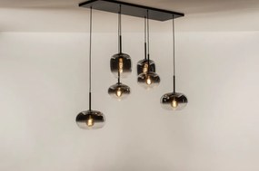 Závěsné černé designové svítidlo nad jídelní stůl Ametyste Nero 6