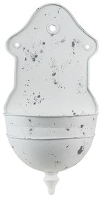 Bílo-šedý antik plechový nástěnný box na květiny - 24*10*47 cm