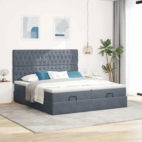 Osmanský rám postele s matrací tmavě šedý 200x200cm samet 3313797