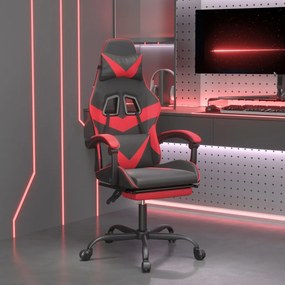 Herní židle s podnožkou černá a červená umělá kůže 3143855