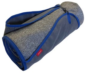 Softshellová pikniková deka - šedá melange s modrým lemem Rozměr mix: 145x200 cm - velká bez popruhu